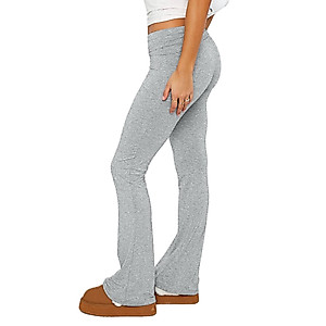 PRIVIMIX Women's Low Waisted Flare Leggings Bell Bottom Casual Lounge Bootcut Yoga Pants Sweatpants Light Grey