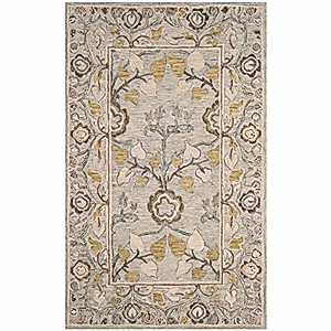 SAFAVIEH Roslyn Collection 8' x 10' Light Grey/Multi ROS908A Handmade Floral Wool Area Rug