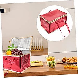 GRIRIW Insulated Bag Pizza Carrier Bag Warmer Bags Food Decor Insulated Food Bag Insulated Pizza Bag Cooler Bags Insulated for Travel Decorative Thermal Food Bag Film Red