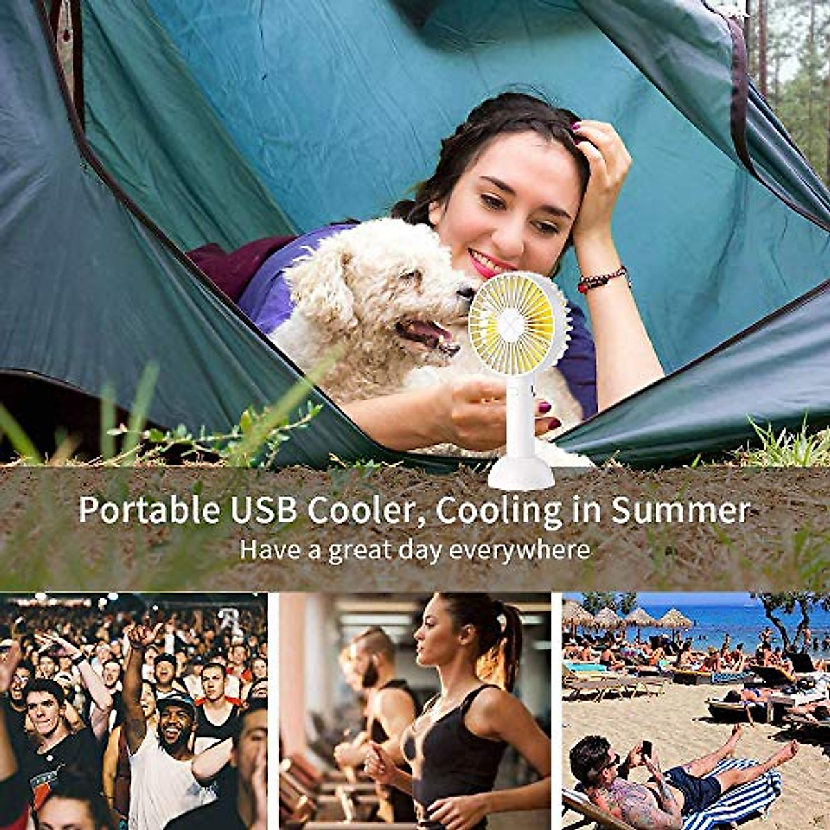Rilitor Mini Handheld Fan Portable Hand held Fan with USB Rechargeable Battery 3 Speed Personal Desk Table Fan with Base Foldable Electric Fan for Kids Girls Woman Home Office Outdoor Travel