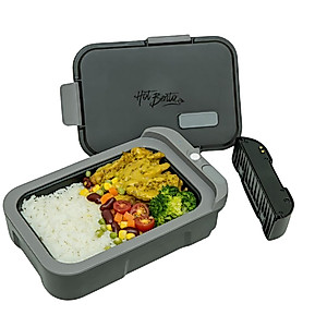 Hot Bento PLUS Self Heated Lunch Box and Food Warmer Removeable Battery Powered, Portable, Cordless, Hot Meals for Office, Travel, Jobsite, Picnics, Outdoor Recreation, Kitchen Meal Prep, Black