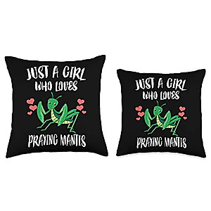 Praying Mantis Just A Girl Who Loves Throw Pillow, 16x16, Multicolor