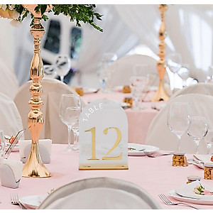 FIQSTER Frosted Arch Gold Table Numbers for Wedding Reception - Table numbers 1-30 - 5x7" Frosted Arch Acrylic Table Signs with Gold Mirror Numbers for Banquet, Party, Event, Anniversary (Table Numbers 1-30)