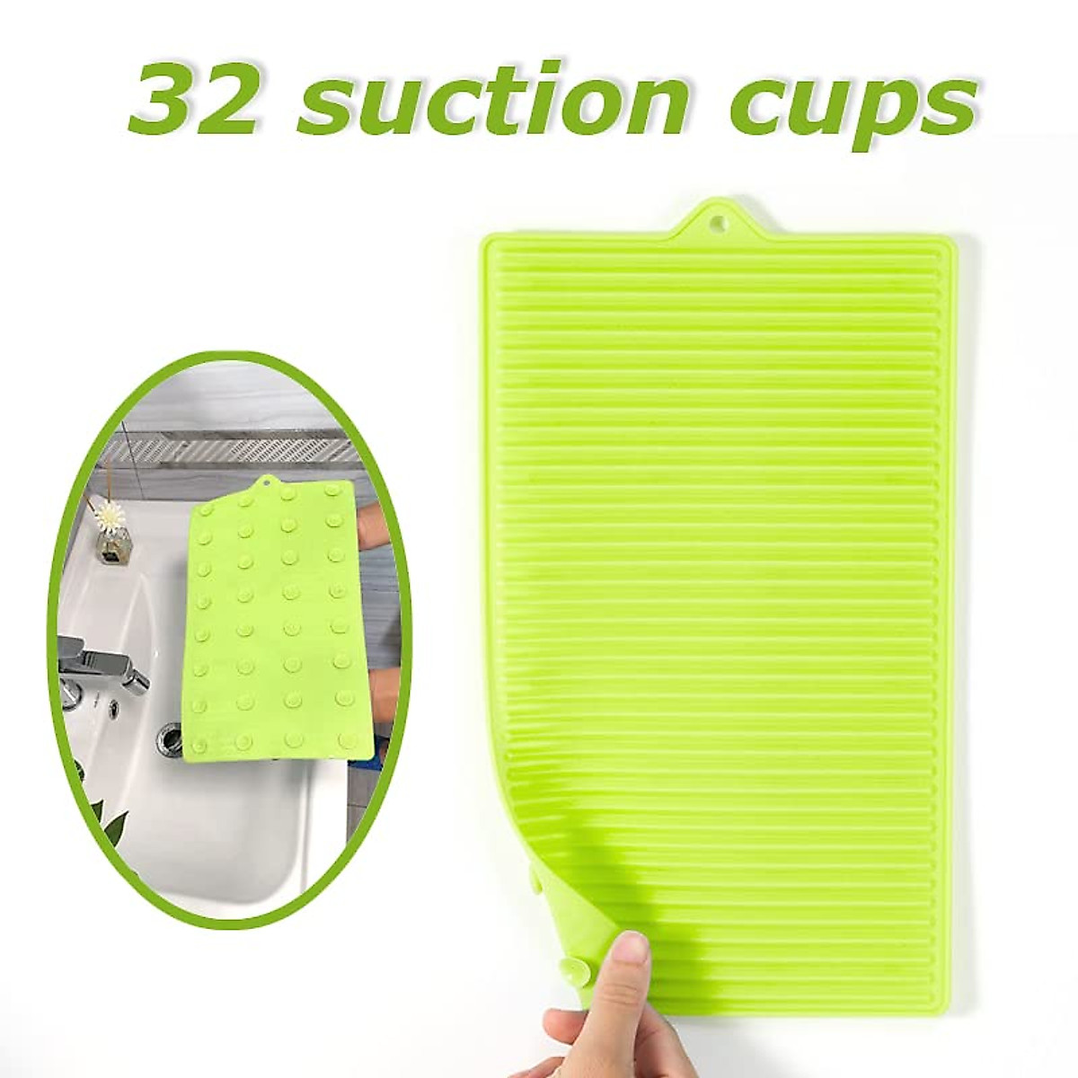 Tutuone Foldable Washboard Silicone Portable Soft laundry board Mini Travel Washboard for Hand Washing Multifunctional Household Clean Mat (Green)