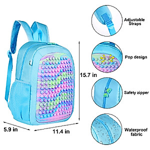 Gigilli Pop School Backpack for Girls, Rainbow Lightweight Girls Pop Bookbag Backpack for School, Large Capacity Elementary Schoolbag for School Supplies Birthday, Back to School Gifts for Girls Kids