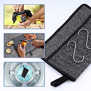 WENDOM Cut Resistant Oyster Shucking Cloth use with Oyster Knife Shucker Opener or Kicthen knives Permium Level 5 Protection Food Grade with 2pcs Hanging Hooks