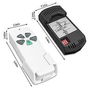 2 Pack Universal Ceiling Fan Remote Control Kits with Light Dimmer 3 Speed Fan Controller Receiver Lamp Dim Remote Replacement for Hampton Bay/Hunter/Harbor Breeze/Westinghouse/Honeywell & More