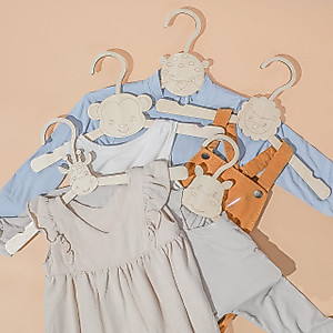 Fluffy Nugget Handcrafted Eco-Friendly Wooden Kids Hangers with Animal Faces, Toddler Hangers, Children's Hangers, Kids Clothes Hangers, Wooden Closet and Nursery Organizers, 5pcs (1)