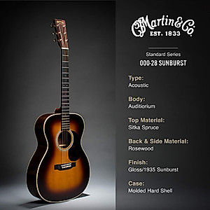 Martin Guitar Standard Series Acoustic Guitars, Hand-Built Martin Guitars with Authentic Wood 000-28