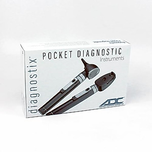 ADC Otoscope/Ophthalmoscope Diagnostic Set, Pocket Size, LED Lamp, 2.5V, Hard Case, Diagnostix 5110NL, Black