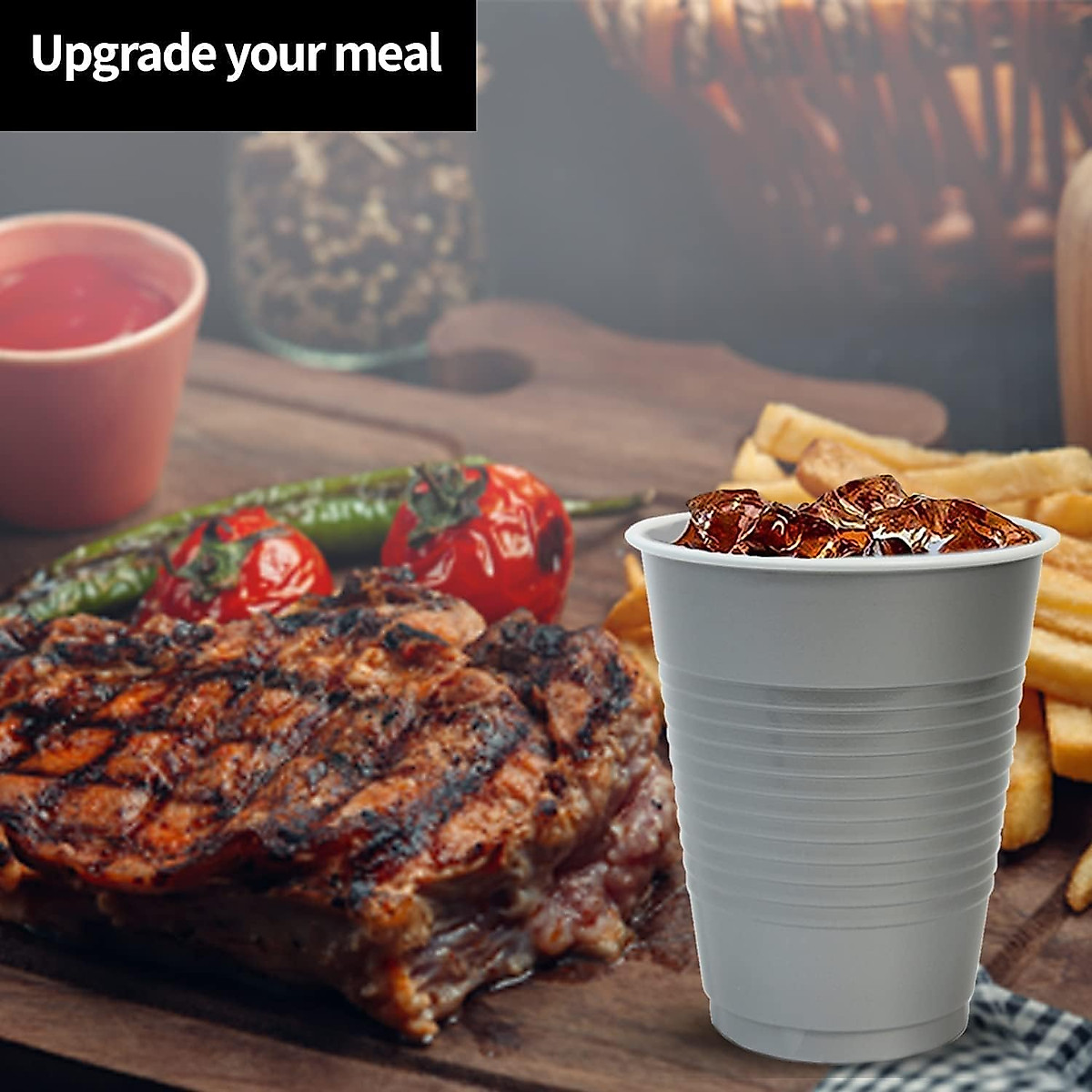 Silver Solid Color Premium Heavy Weight Plastic Cup (18 Oz.) 50 Count - Elegant & Durable, Perfect for Parties, Weddings & Everyday Use