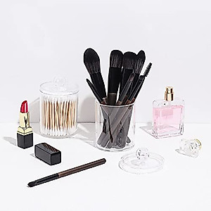 4 Pack Q Tip Holder, Apothecary Jars with Lids, 10 oz Acrylic Qtip Holder Bathroom Set, Cotton Ball Holder, Cotton Swab Holder, Cotton Round Pads Holder Qtip Dispenser Bathroom Jars