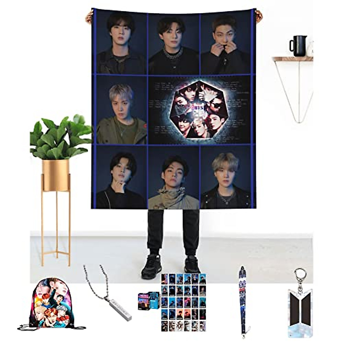 BT Throw Blankets Gift Set Merch Keychain Bag Lanyard Bracelets Posters Living Room Luxury Gift Bedroom 40 x 60 inch Blanket Merchandise