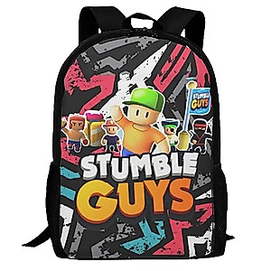 Jadouzke Stumble Guys Casual School Backpack Portable Daypack for Outdoor Sports Travel Bag