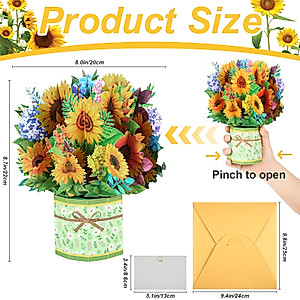 VZZNN 3 Pack Paper Flower Pop Up Cards,Forever Bouquet 3D Popup Paper Greeting Cards with Note Cards and Envelopes for all occasion,Mother's Day Gift,Anniversary,Birthday,Valentine,Christmas