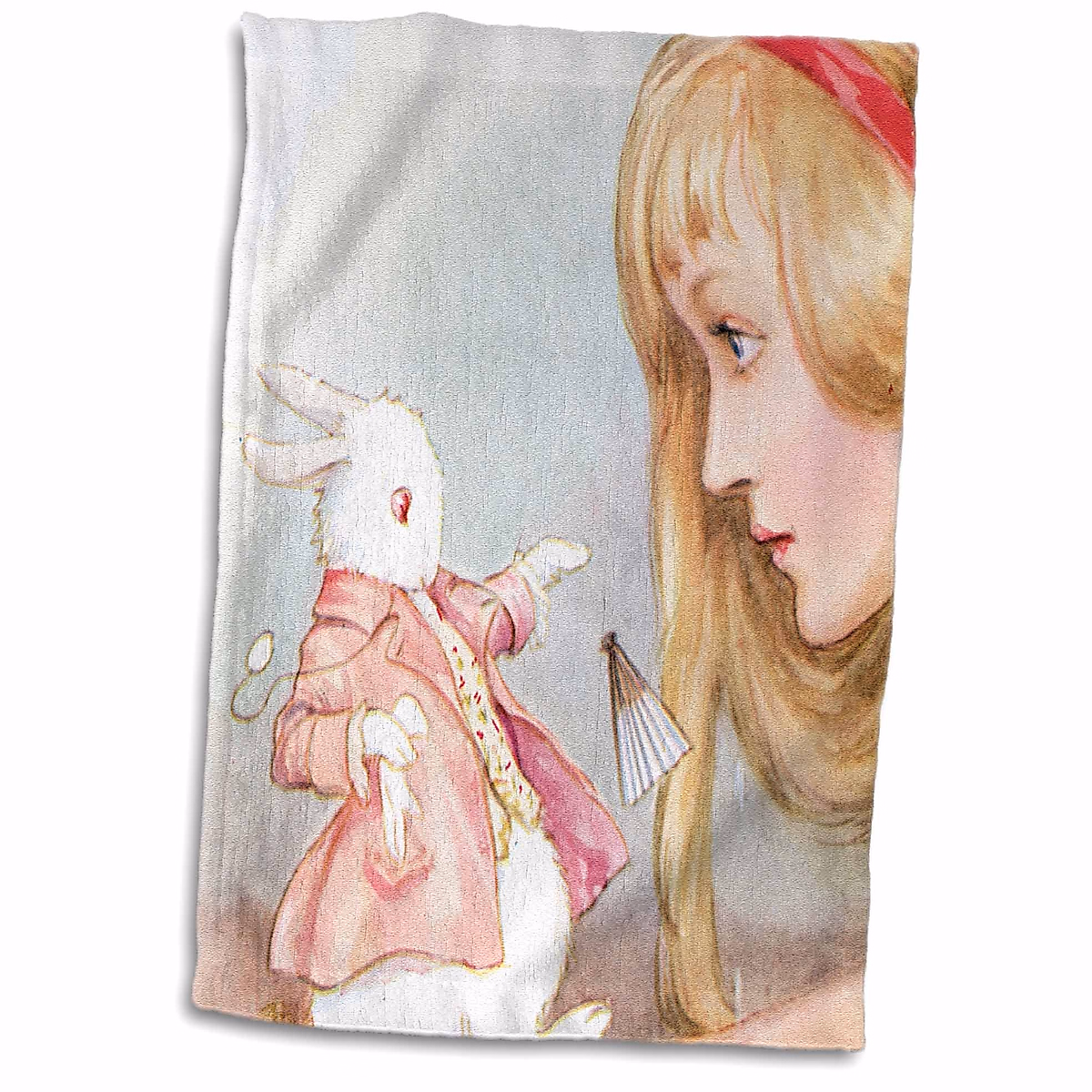 3dRose PS Vintage - Alice in Wonderland with Rabbit Vintage Art - Towels (twl-164585-1)