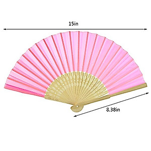 12 Pack DIY Hand Folding Fans Silk Bamboo Handheld Folding Fans Wedding Party Church Home Office Decoration