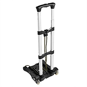 Kemanner Lightweight Folding Hand Truck Portable Luggage Cart with Wheels & Bungee Cord for Personal, Moving, Travel and Shopping Use - Support 80lbs Capacity (Black)