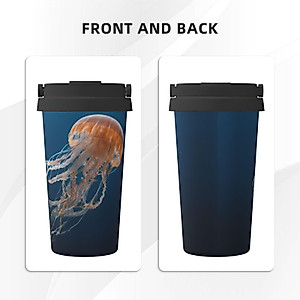 Insulated Coffee Mug Cute Jellyfish 17oz Double Wall Vacuum Stainless Steel Tumbler With Leak-Proof Lid And Handle, Cute Travel Thermos Mug For Cold Hot Drinks