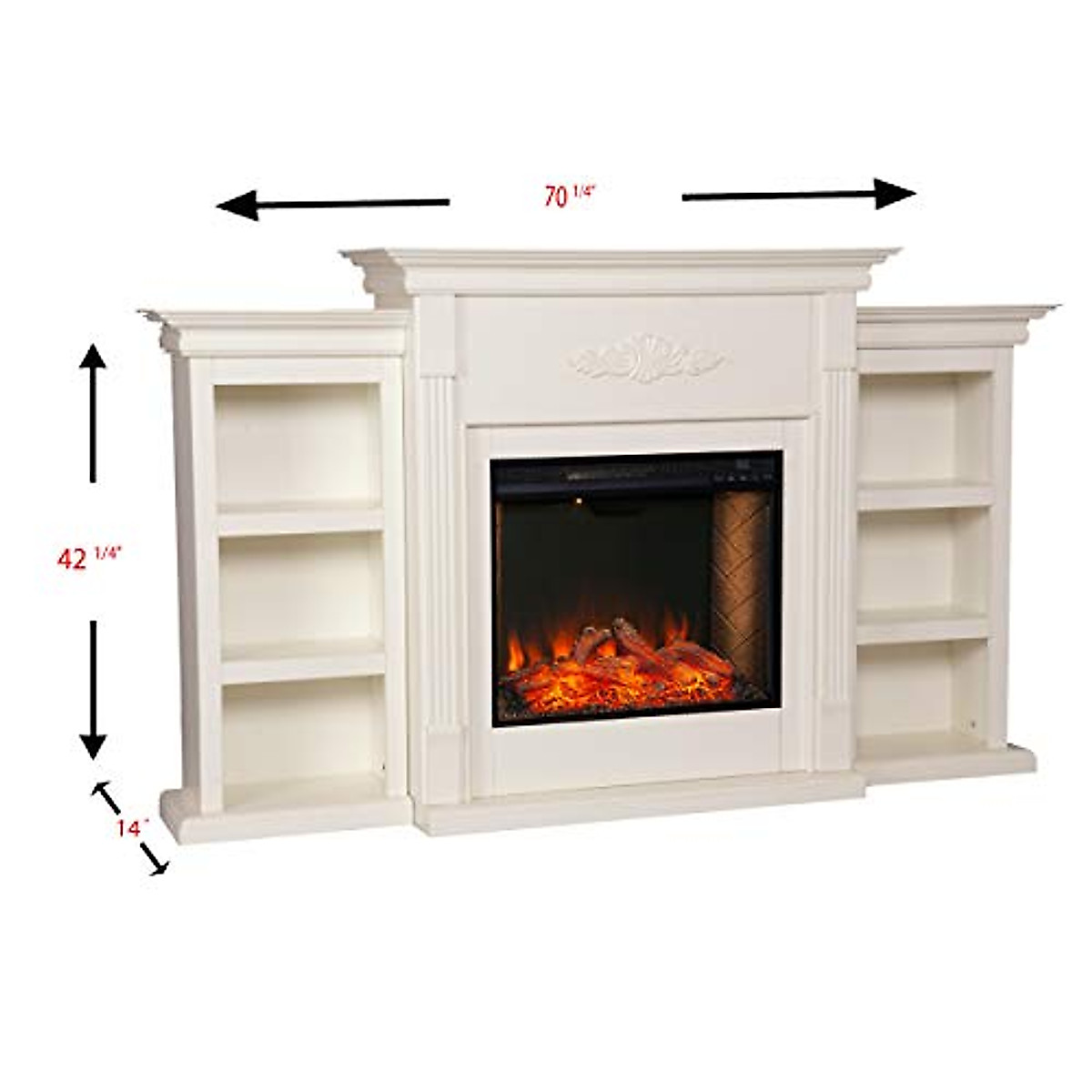 SEI Furniture Tennyson Electric Bookcases Fireplace, Ivory