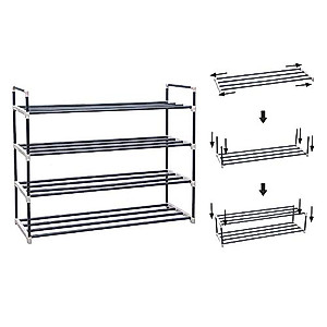 SAVICOS Shoe Rack, 4-Tier Metal Shoe Organizer Shelf Stackable Storage Cabinet Towers Unit Entryway Organizer Holds 20 Pairs(Gray)