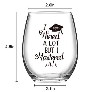 Futtumy Graduation Gifts, I Wined A Lot, But I Mastered It Stemless Wine Glass for Him Her Women Men Friend University Graduate MBA Gifts, College Graduation Wine Gift Idea, 15Oz