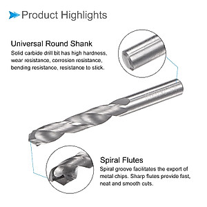 CoCud Solid Carbide Drill Bits, 5.2mm Diameter, YG6 (C2/K20) Tungsten Carbide Straight Shank Twist Drill Bits - (Applications: for Stainless Steel Alloy), 1-Piece