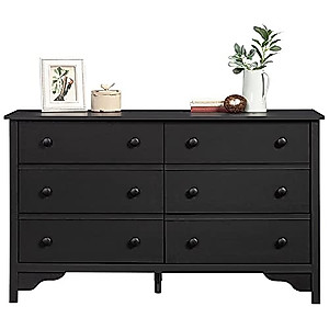 Sauder Dawson Trail 6-Drawer Bedroom Dresser in Raven Oak, Raven Oak Finish