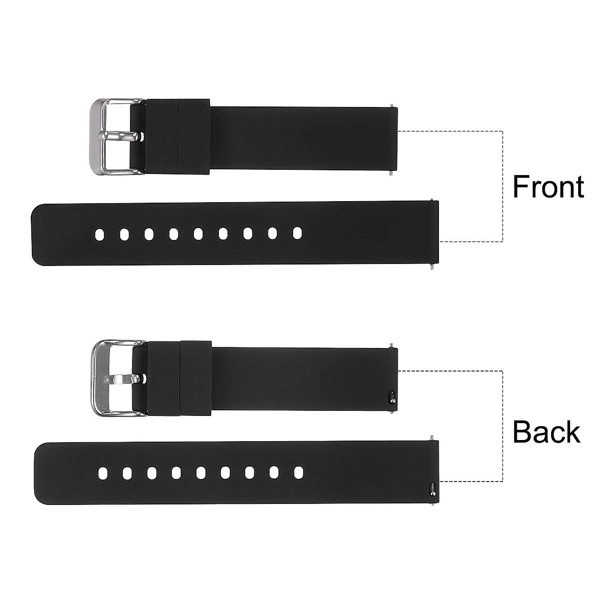HARFINGTON Silicone Watch Band 12mm Width Quick Release Soft Rubber Replacement Watch Strap with Stainless Steel Buckle for Men Women, Black