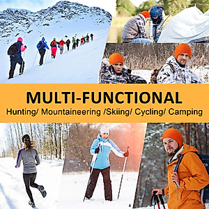 2 Pieces Beanie Watch Hat Winter Ear Flaps Skull Cap Warm Cuff Knit Hat with Plush for Men Outdoor Hunting (Orange)