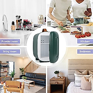 Living Enrichment Mini Fridge, 4L Skincare Fridge, Portable Small Refrigerator Cooler for Skincare, Beverage, Food, Cosmetics, Home, Bedroom, for Christmas Gift - Ever Green