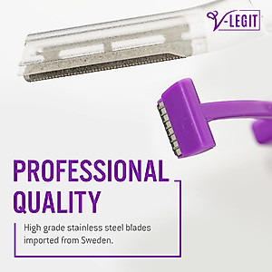 V-LEGIT Dermaplaning Tools - Exfoliating Facial Razor Dermaplane for Women & Men Shaver to Exfoliate Refresh the Skin Peach Fuzz Eyebrow Hair Removal Blade 4 count Bonus Defining Shaper