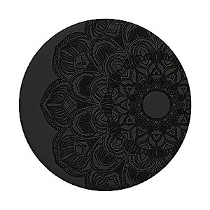 Black Carnation Mandala Floral Lotus Retro Art Zen Yoga Gift PopSockets PopGrip: Swappable Grip for Phones & Tablets