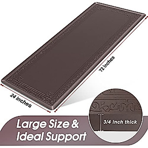 Anti Fatigue Kitchen Mats for Floor, Standing Desk Mat, Cushioned Comfort Mat for Home, Office, Laundry,Pain Relief, Non Slip Bottom, Waterproof & Easy to Clean, 24"x72", Brown