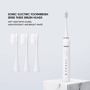 HUACAIKJ Automatic Touch Control 5-Speed Adult Models Sonic Rechargeable Dental Cleaning Electric Toothbrush (White)