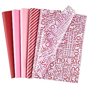 CHRORINE 50 Sheets Tissue Paper Valentines Wrapping Paper 5 Style Pink Tissue Paper Bulk for Packaging Valentine's Day Wedding Art Craft