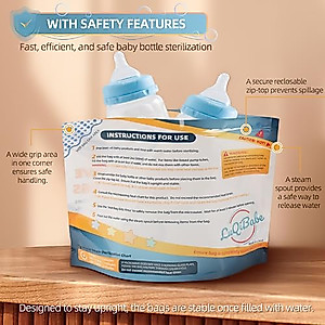 (20-Pack) Microwave Baby Bottle Sterilizer Bags - Reusable Up to 20 Times Teether, Soother, Breast Pump, and Baby Bottle Microwave Steam Cleaning Bags - Baby Bottle Cleaner Travel Accessory