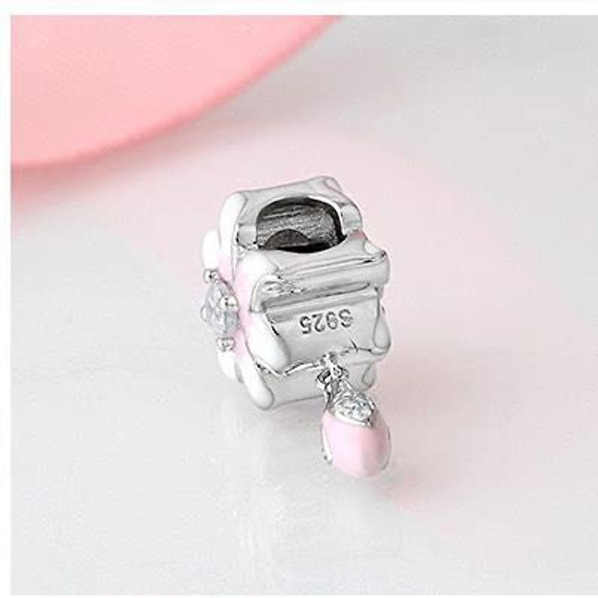 FAEFASH Flowers Charms Bead 925 Sterling Silver Rose Charm Orchid, Lotus Bead Love Charm Valentine's Day Beads fit Pandora Style Charms Flower Bracelet & Necklace Flowers (Pink)