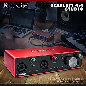 Focusrite Scarlett 4i4 4-in 4-out USB Audio Interface (3rd Generation) + Xpix SR360 Over-Ear Dynamic Headphones, Cables and Accessories