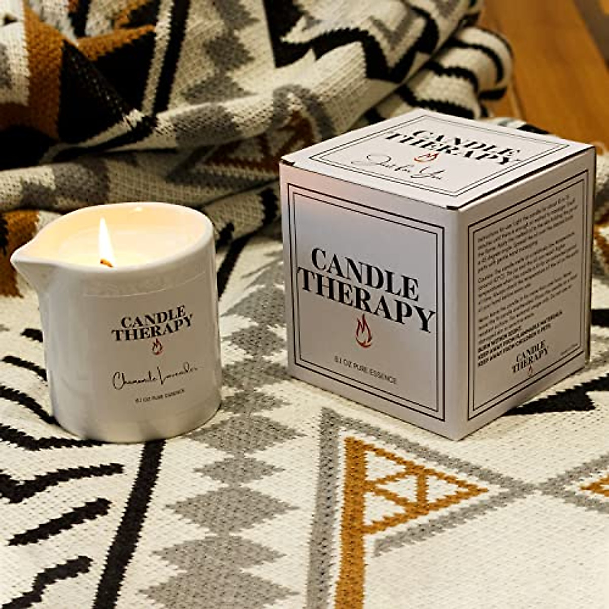 Candle Therapy Massage Oil Candles with Spout, 8.1 oz Natural Moisturizing Lotion Candle for Relaxing Body Candle, Low Temp Massaging Candle (Lavender Chamomile)