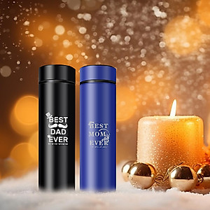 Wedding Engagement Gifts for Her/Him - Valentines Anniversary Christmas Couples Gift Set, 15oz Travel Vacuum Tumbler For Husband Wife - Insulated Bottle Gift For Bride Groom (Best Dad & Best Mom）