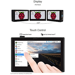 XYGStudy 4.3inch for Raspberry Pi IPS LCD Capacitive Touch Display Screen 800×480 IPS Wide Angle MIPI DSI Interface Monitor for Raspberry Pi 4 Model B with 3D Protection Cover Case and Cooling Fan