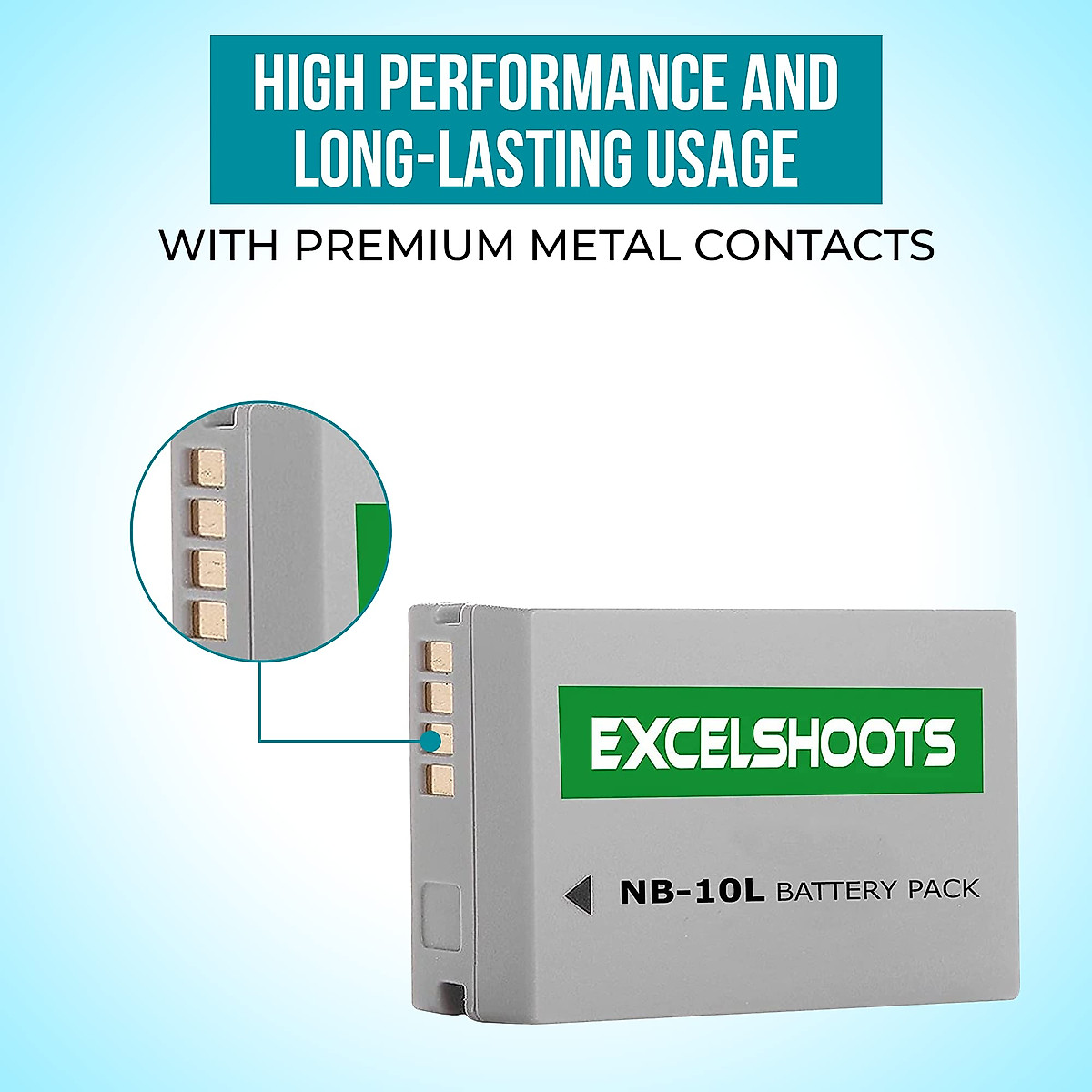 Excelshots CB-2LC Battery Charger + Professional NB-10L Li-ion Battery Pack| Battery Charger| Compatible with Canon PowerShot SX40 HS, SX50 HS, SX60 HS, G1X, G3X, G15, G16, Digital Camera