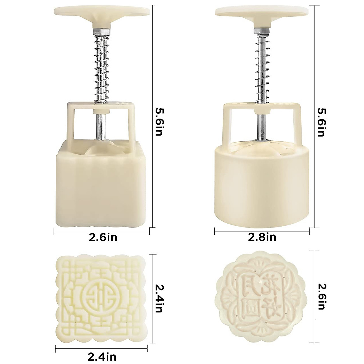 AIKEFOO Chinese Traditional Mid-Autumn Mooncake Mold，Biscuit Stamping Machine，18 pcs 100g/125g Different Round And Square Flower Pattern For 2 Sets.