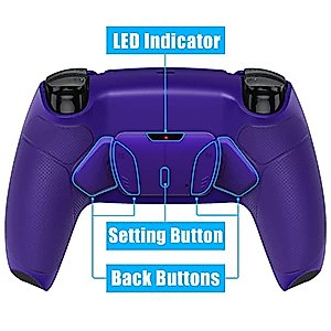 eXtremeRate Galactic Purple Rubberized Grip Programable RISE4 Remap Kit for PS5 Controller BDM-010 BDM-020, Upgrade Board & Redesigned Back Shell & 4 Back Buttons for PS5 Controller -NO Controller