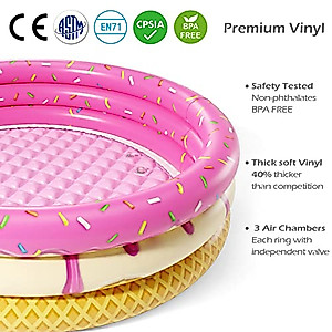 Jasonwell Inflatable Baby Kiddie Pool - Kids Paddling Pool Toddler Baby Swimming Pool Blow Up Ball Pit Pool Blow Up Infant Wading Pool for Backyard (48in Donuts)