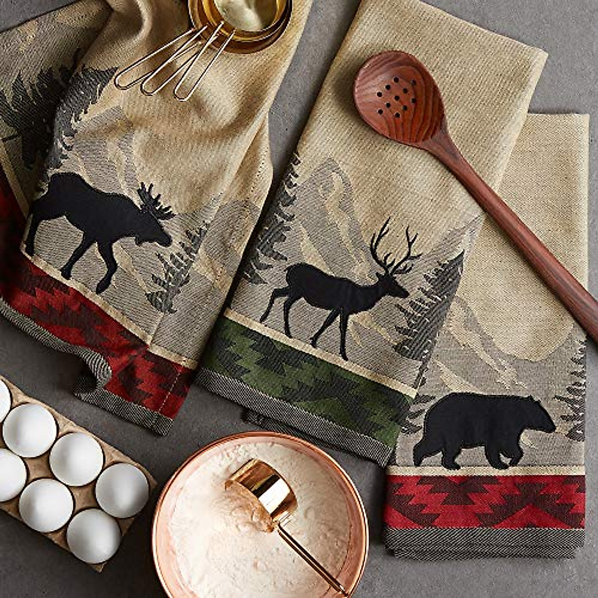 DII Woodlands Collection Dishtowel Set, 18x28, in The Woods, 3 Piece