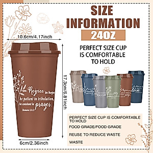 24 Pcs Christian Gifts for Women Include 12 Pcs 24oz Christian Coffee Cups with Lids 12 Religious Canvas Makeup Bags Mother Day Gifts for Church Bible Verse Inspirational Religious Present for Women
