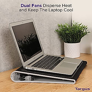 Targus 17 inch Dual Fan Lap Chill Mat - Soft Neoprene Laptop Cooling Pad, Heat Protection/Dispersion Laptop Cooler/Fan, USB-A Connection, Black