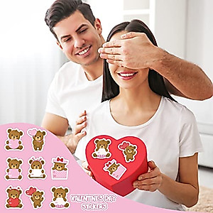 15Pcs Valentine's Day Gift Wrapping Stickers Valentines Bear Gift Tags Stickers Decoration, Valentines Name Writable Labels Decals Party Supplies Package Envelope Seals Cards Decoration